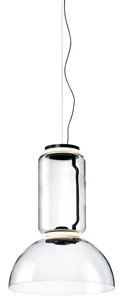 Flos F0263000 Noctambule Suspension 1 Low Cylinder and Bowl, závěsné svítidlo ze skla, 2x9W + 1x18W LED 2700K, výška 75cm