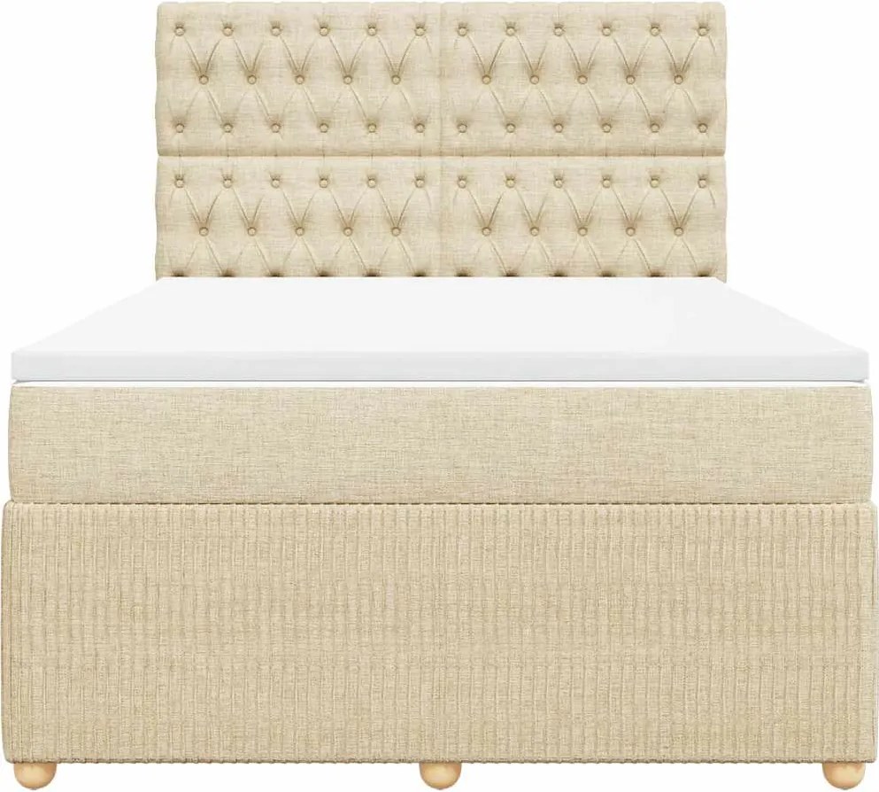 Box spring postel s matrací krémová 140x190 cm textil 3294363