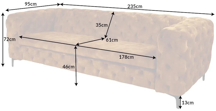 Designová sedačka Rococo 235 cm hořčicový samet