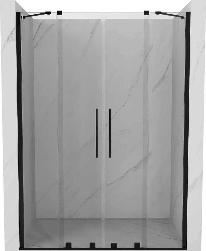 Mexen Velar Duo, posuvné dveře do otvoru 140x200 cm, 8mm čiré sklo, černá, 871-140-000-02-70