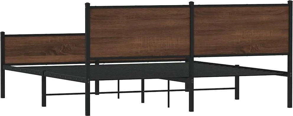 Kovový rám postele bez matrace hnědý dub 160 x 200 cm 3301414