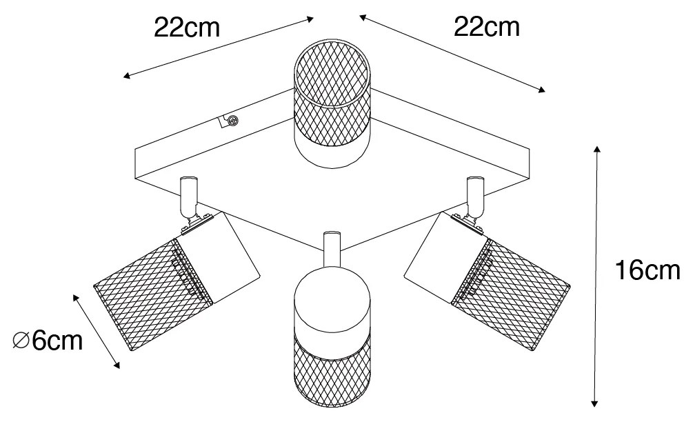 Průmyslové stropní bodové svítidlo černé 4-světlo nastavitelné - Jim
