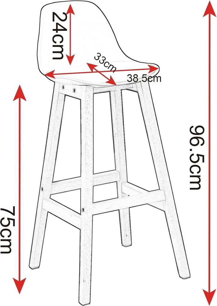 WOLTU Barové židle sada 2 ks, skandinávský design, s opěradlem, bílé