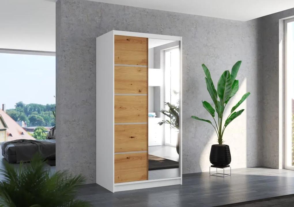 Šatní skříň s posuvnými dveřmi Limbo - 100 cm Barva: dub Sonoma