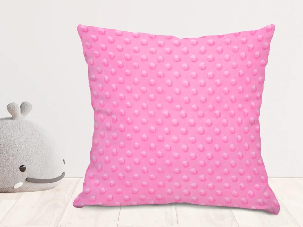 Biante Dětský povlak na polštář Minky 3D puntíky MKP-012 Sytě růžový 35 x 45 cm