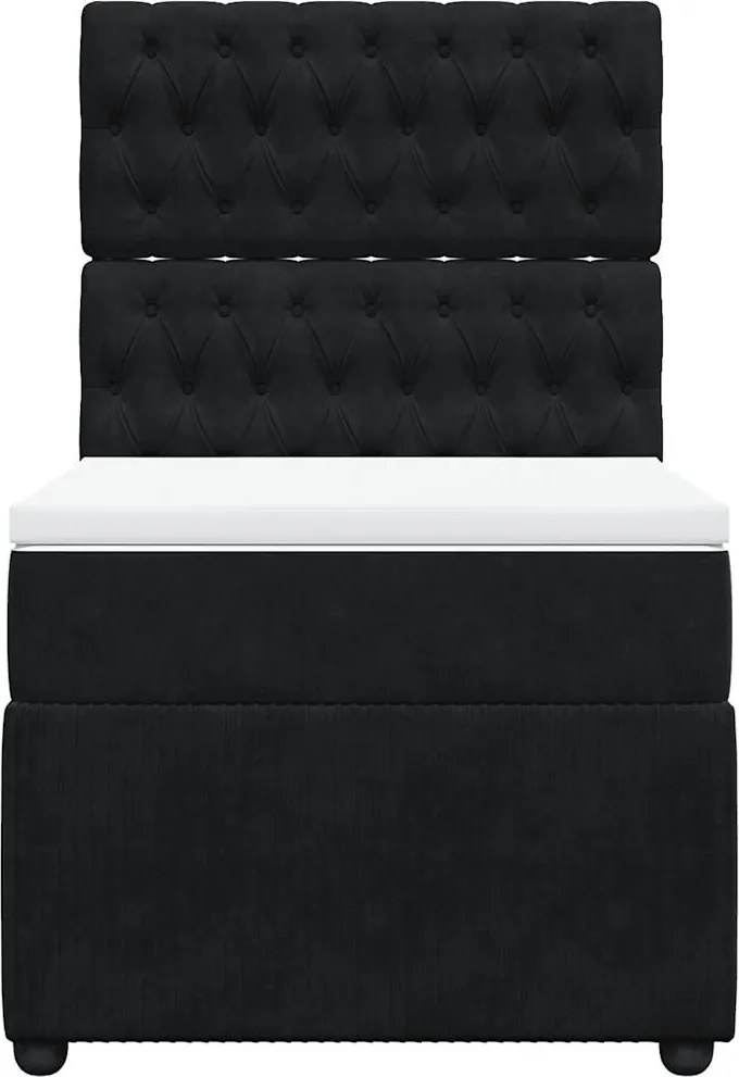 Box spring postel s matrací černá 100x200 cm samet 3294570
