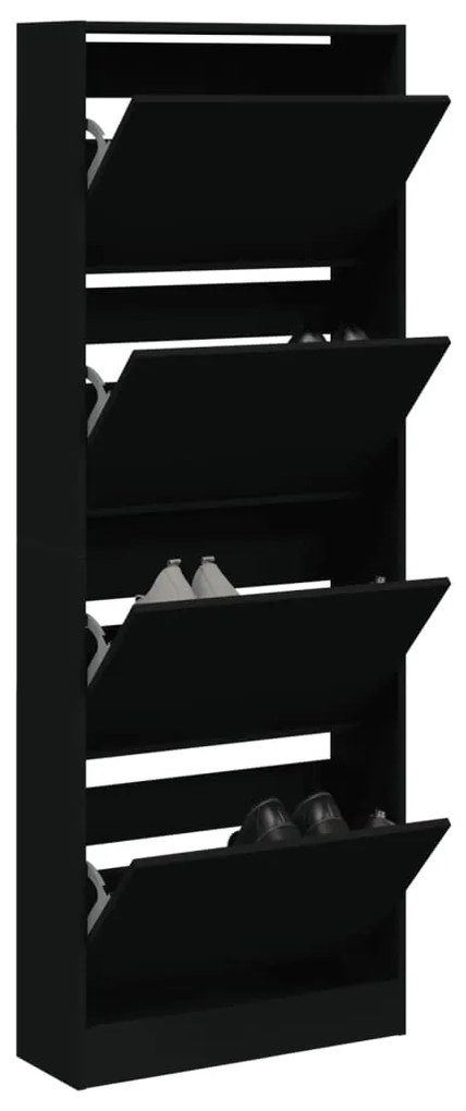 Botník černý 60 x 21 x 163,5 cm kompozitní dřevo - Default Title