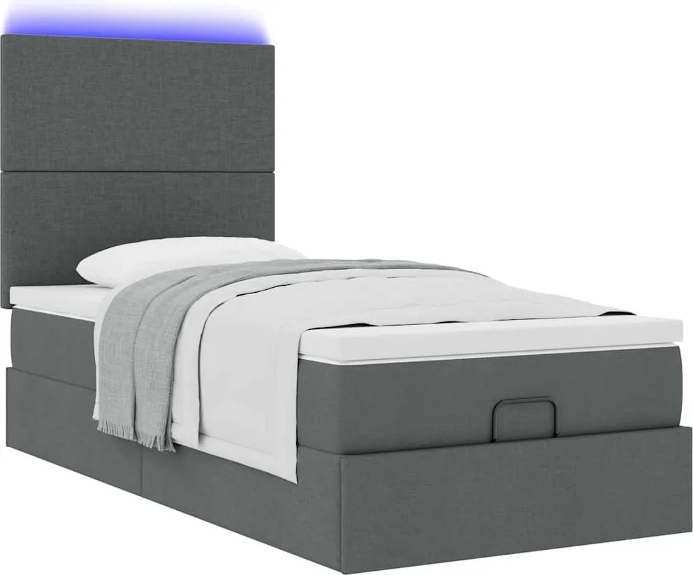 Osmanský rám postele s matrací tmavě šedá 100x200cm textil 3313900