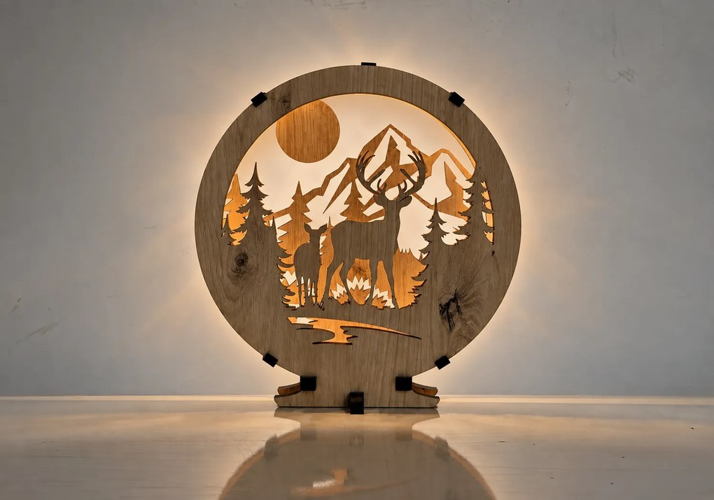 Li-Go "Jelen a laň" lampa 20x22 cm provedení povrchu: dub světlý