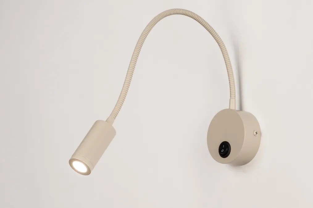 Nástěnné designové LED svítidlo s vypínačem Fibie Taupe