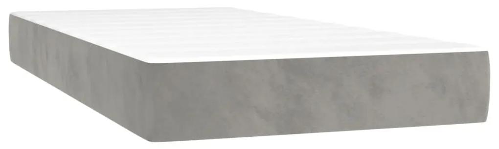 Taštičková matrace světle šedá 90 x 190 x 20 cm samet,  347708