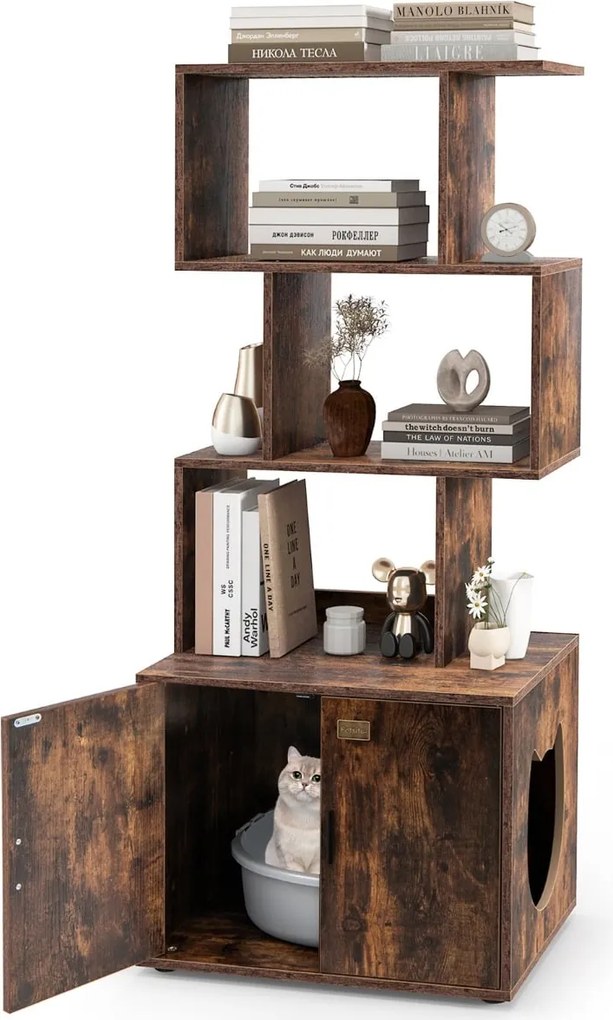 Costway Skříňka pro kočky s na toaletu pro kočky – 60 × 45,5 × 142 cm