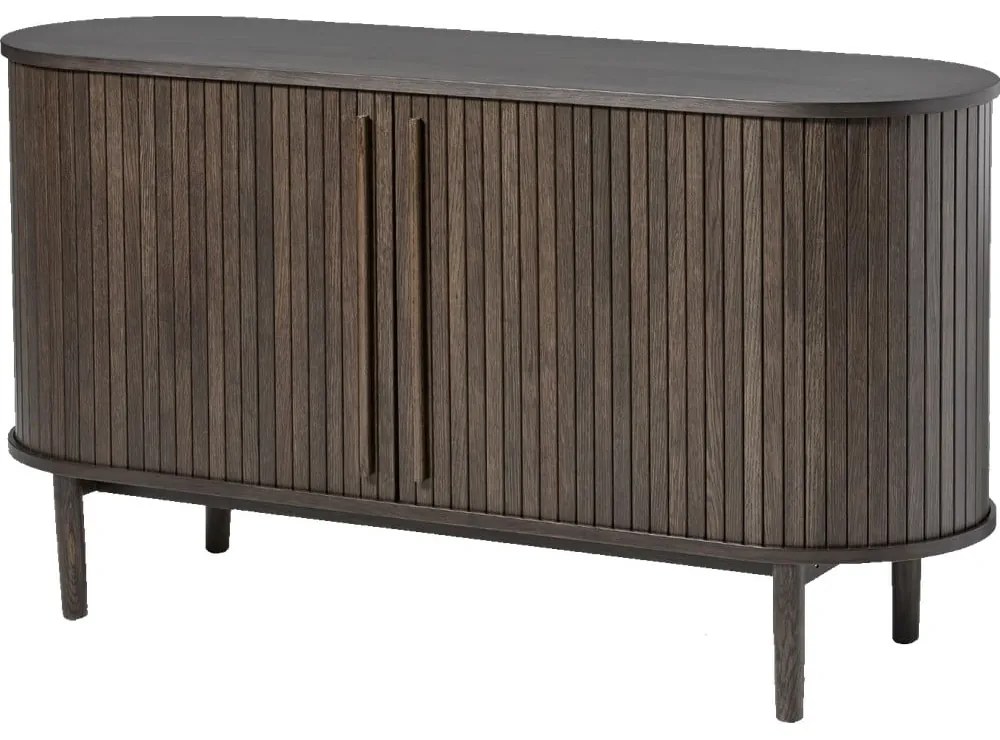 Hnědá komoda v dekoru dubu s posuvnými dveřmi 140x76x45 cm Meta – Unique Furniture