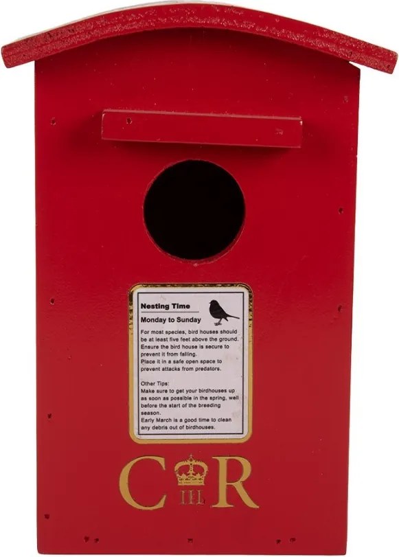 Červená dřevěná ptačí budka Birdhouse - 14*12*21 cm