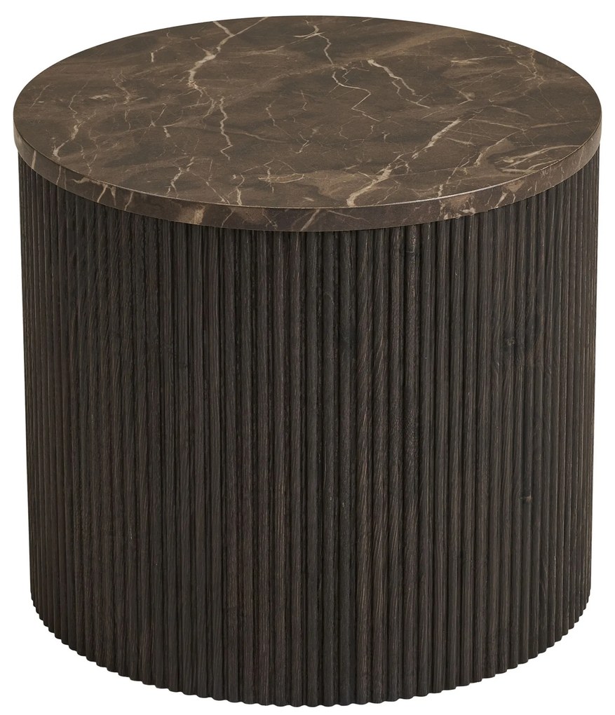 House Nordic Odkládací stolek ROTA hnědý mramor ø45 cm
