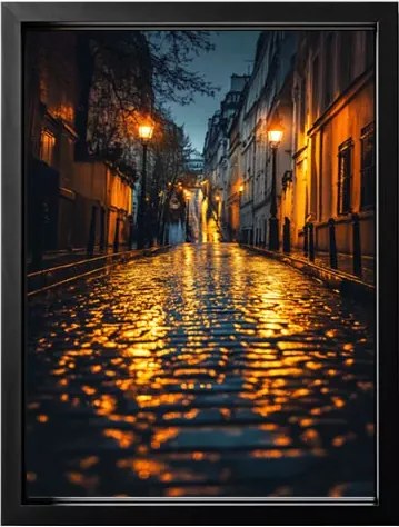 Zlatá ulice - obraz - Večerní město po dešti 15 - 70 x 100 cm - 1 150 Kč