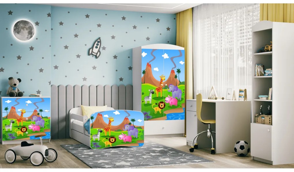 Dětská skříň Babydreams 90 cm safari bílá