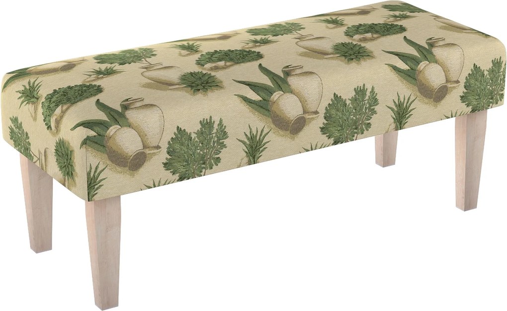 Dlouhá lavička 100x40cm barva béžová látka pletený vzor, vzorované