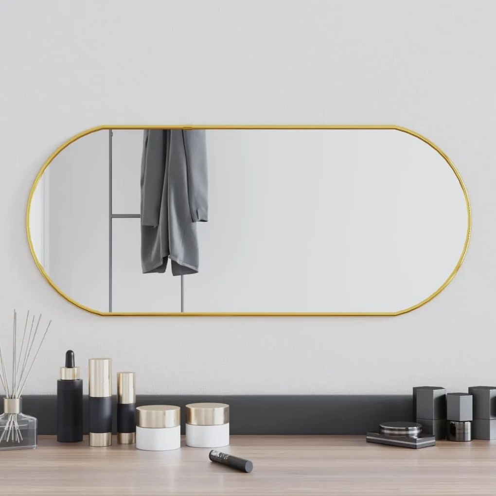 Nástěnné zrcadlo zlaté 70x30 cm oválné - Default Title