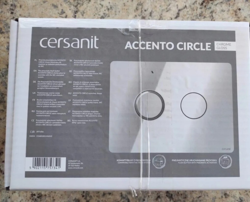 Cersanit Accento Circle, pneumatické splachovací tlačítko, chrom lesklý, S97-056