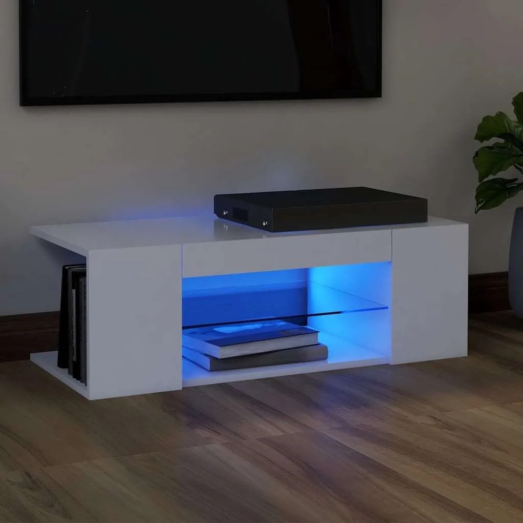 vidaXL TV skříňka s LED osvětlením 90 x 39 x 30 cm [804244] Barva: kouřový dub