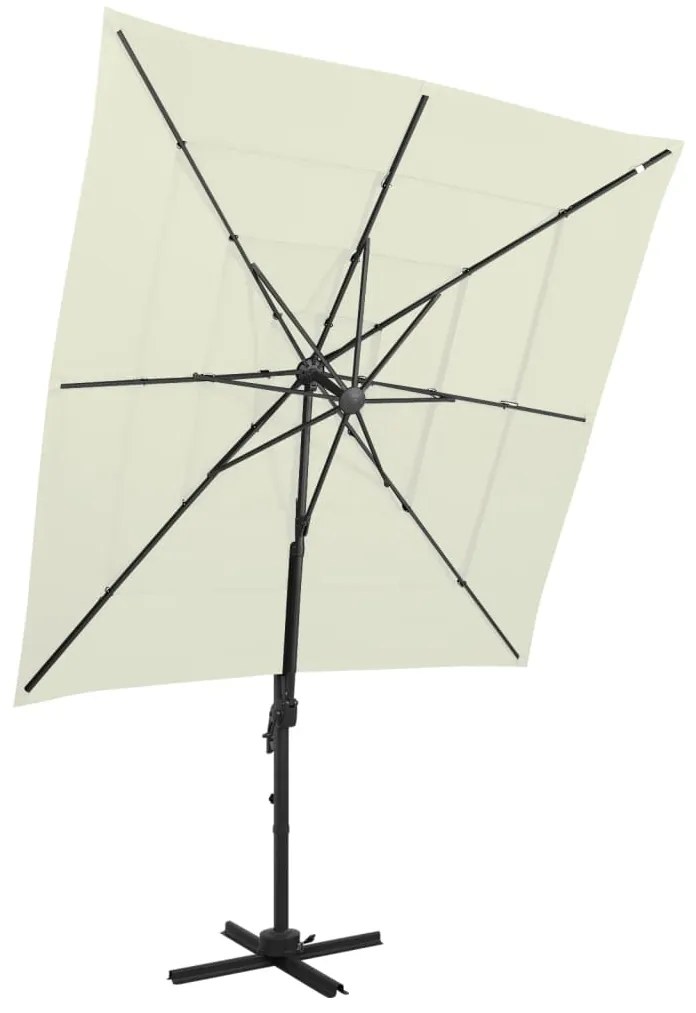 4stupňový zahradní slunečník hliníková tyč pískový 250 x 250 cm 313820