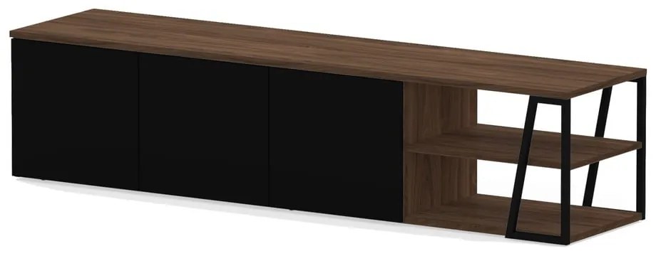 Černý TV stolek v dekoru ořechu 190x45 cm Albi - TemaHome