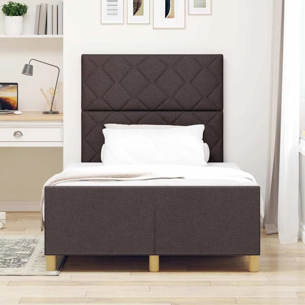 Rám postele s čelo Tmavě hnědá 120 x 190 cm textil 3344791