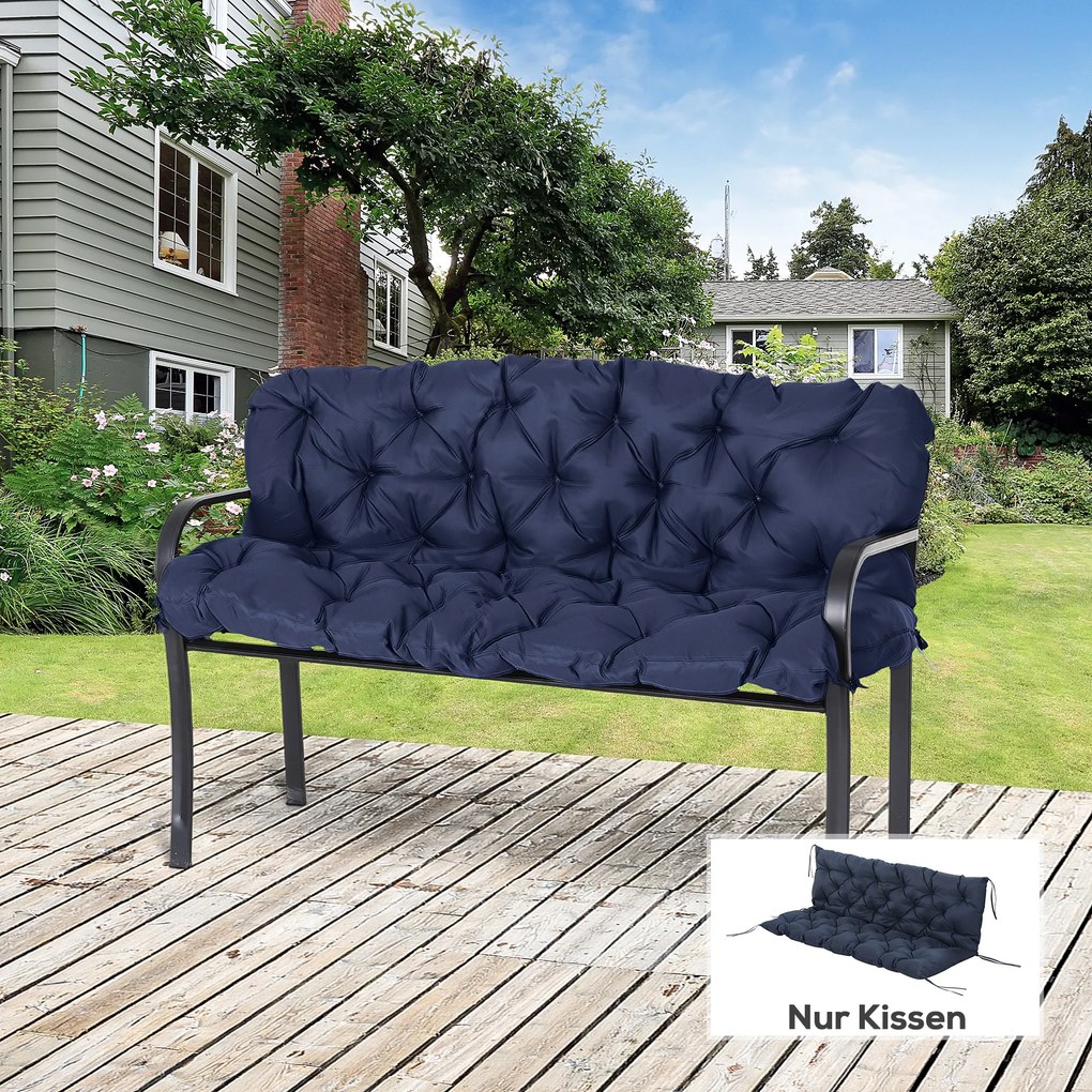 Outsunny polštář na 3místnou lavici 150x98x8 cm, polštář na lavici s popruhy, polštář na sedák, polštář na venkovní/venkovní židle, polštář na sedák,…