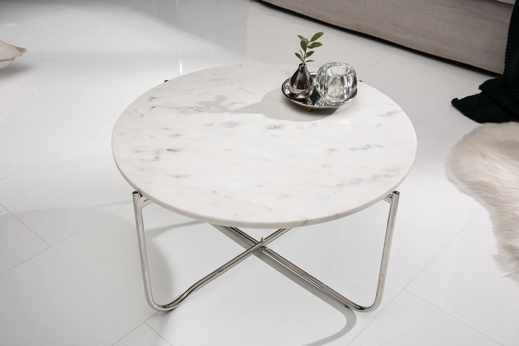Konferenční stolek Dastus, mramor, stříbrný