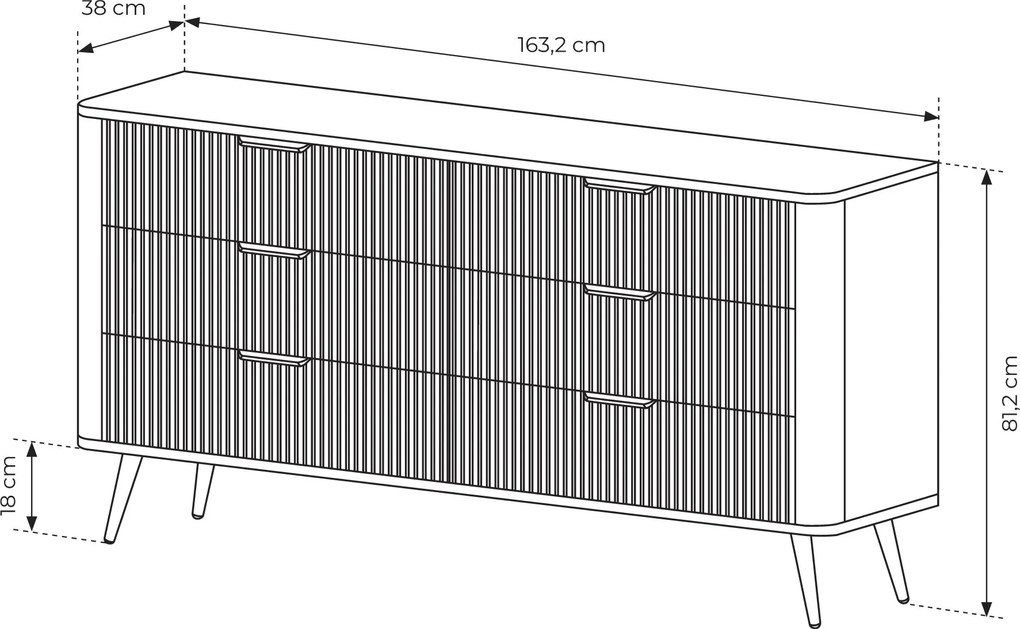 ALFASHOP LANTE černá komoda 163 6S