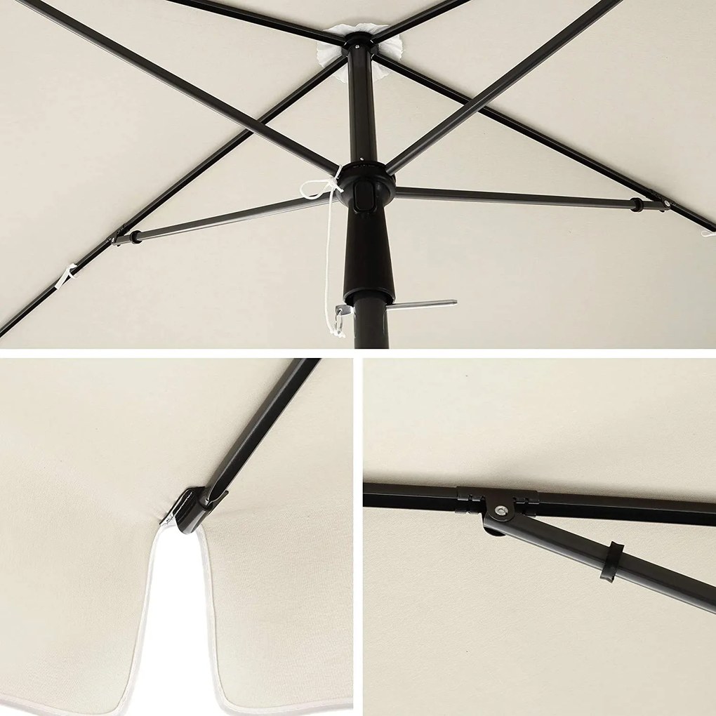 Slunečník 200 x 125 cm, UV ochrana UPF 50+, zahradní deštník, skládací