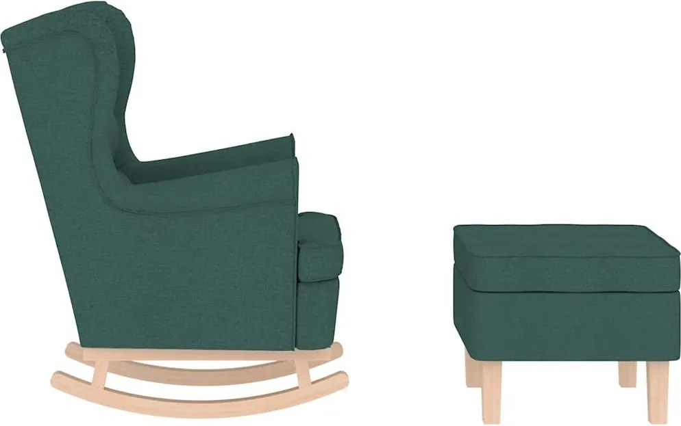 Houpací křeslo s podnožkou tmavě zelené textil 3308002