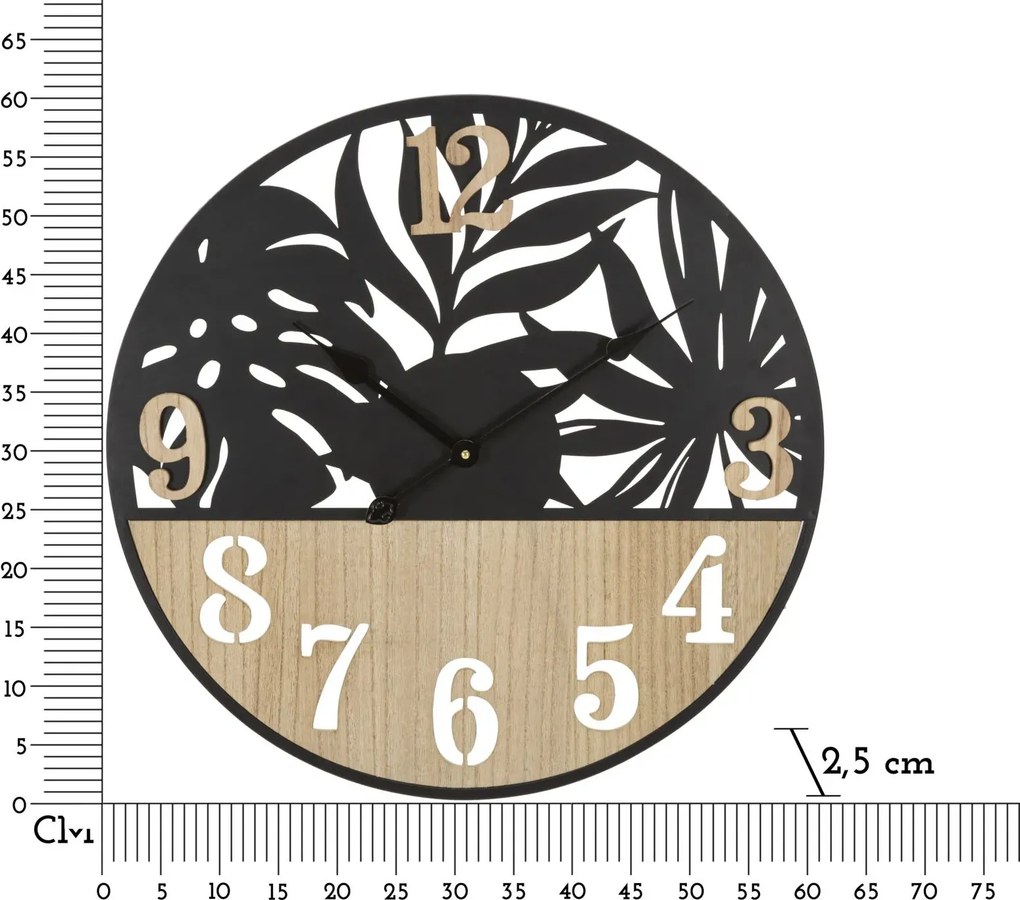 Nástěnné hodiny Palm 60 cm hnědé/černé