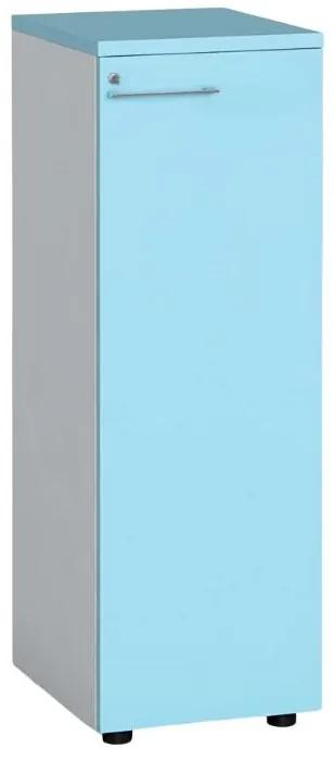 B2B Partner Nízká kancelářská skříň PRIMO, 1087 x 400 x 420 mm, bílá/azurová