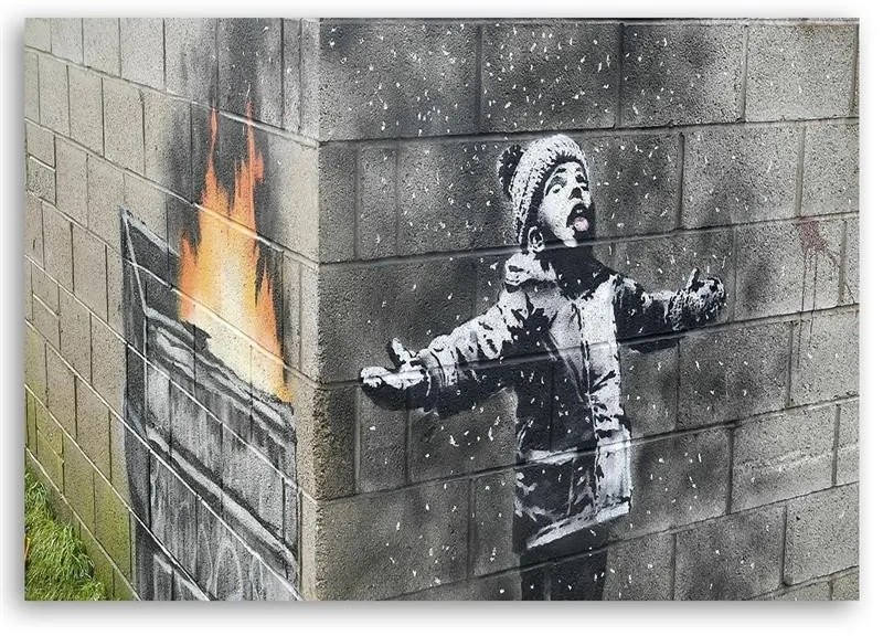 Obraz na plátně Banksy Mural Boy - 60x40 cm