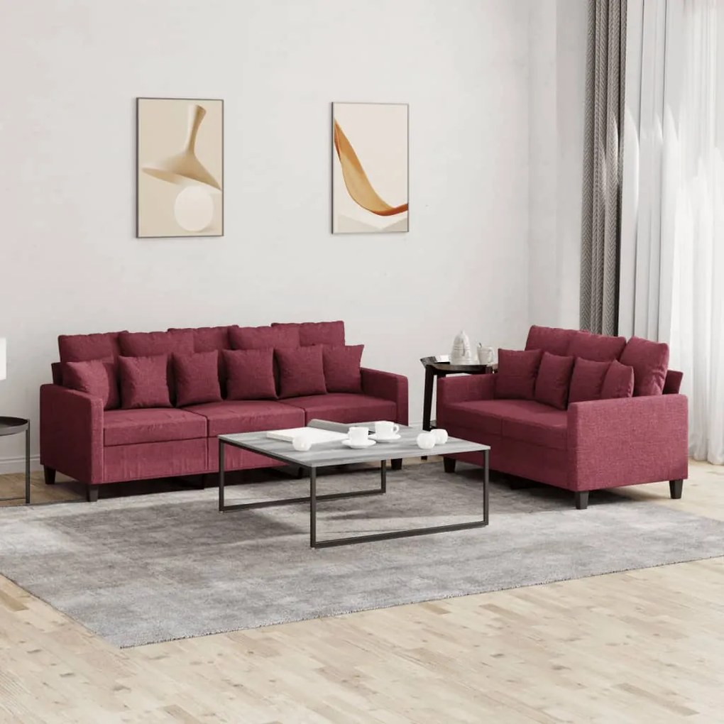 2dílná sedací souprava s poduškami vínová textil 3201670