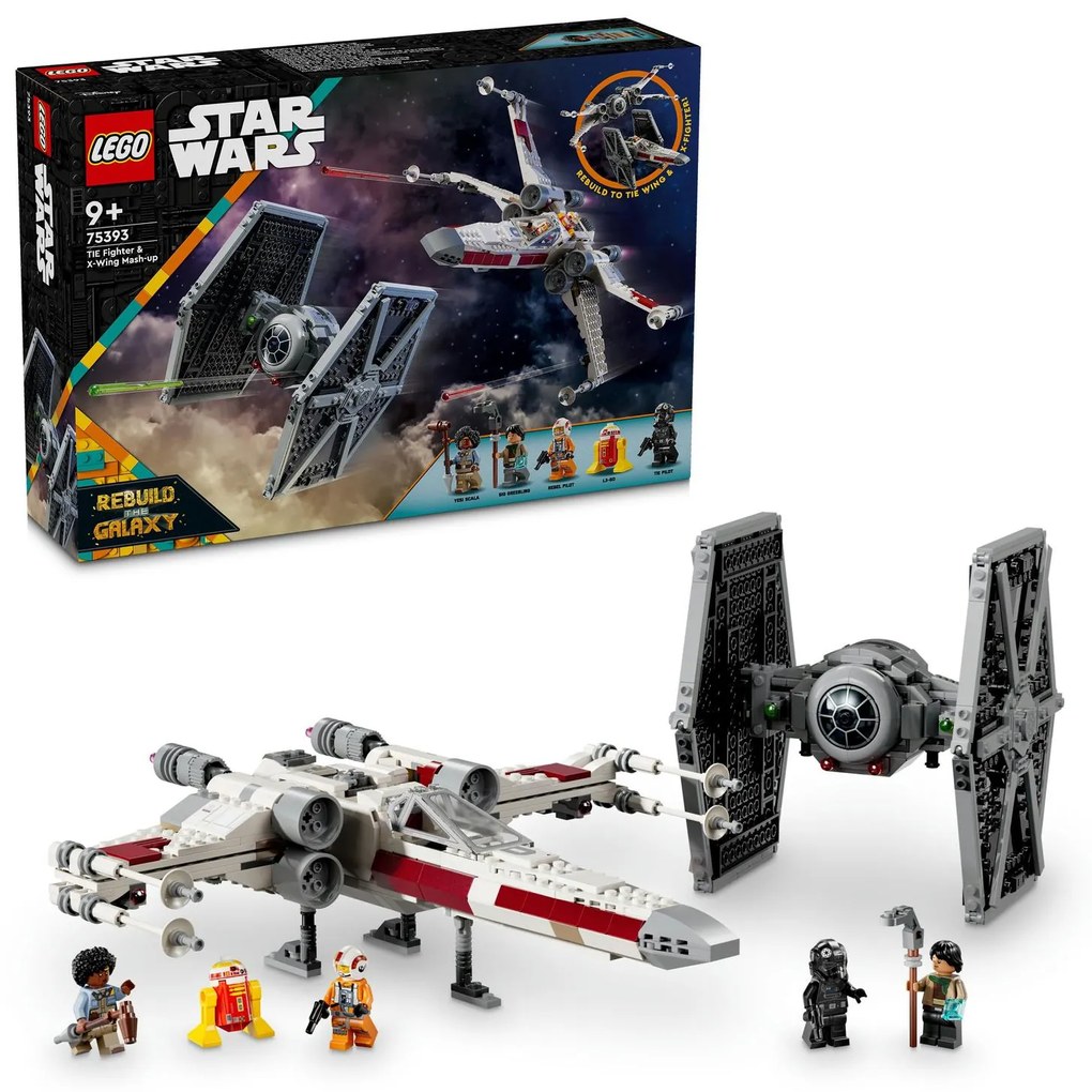 Lego stavebnice lego star wars 75393 stíhačka tie a x-wing – kombinovaná stavebnice
