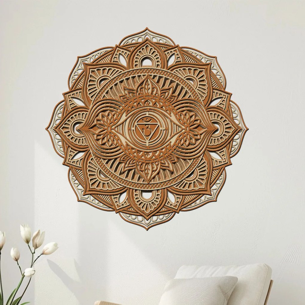 dřevo života Dřevěná 8 vrstvá mandala ROVNOVÁHY Zvolte rozměr (cm): 80x80, Zvolte barvu dekoru: Dub zlatý-Wenge