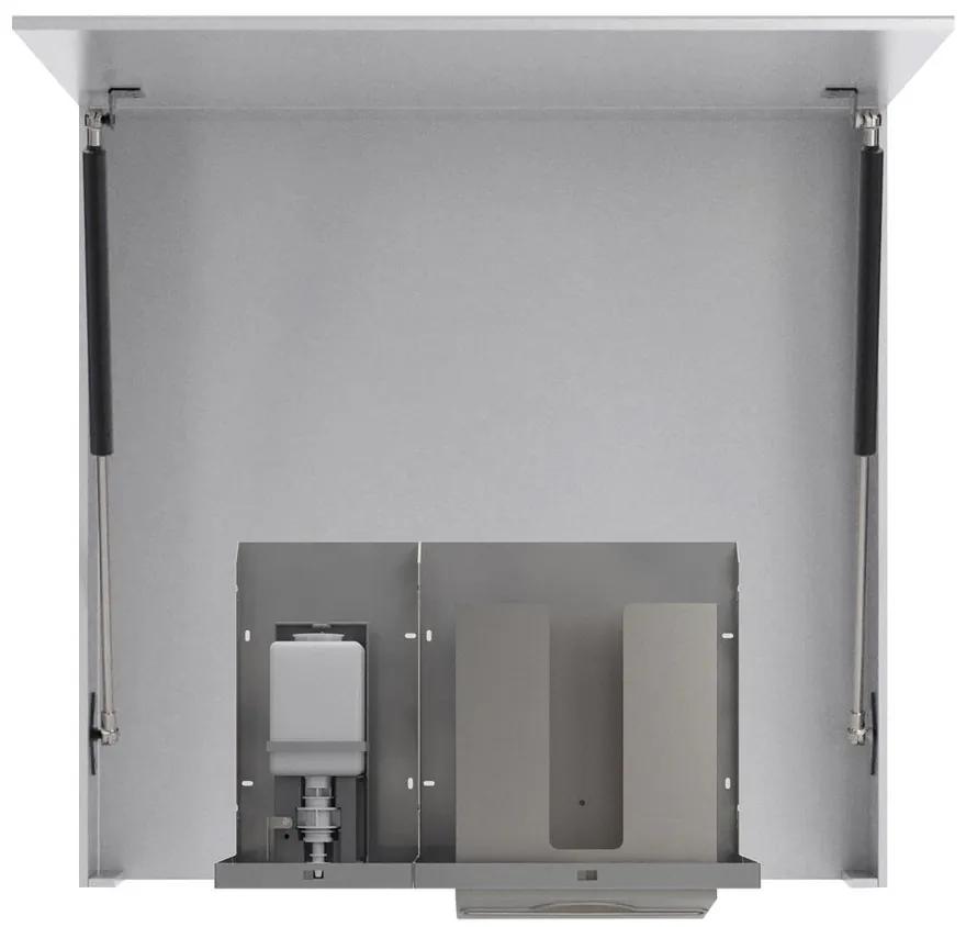 NOFER ESSENTIA zrcadlová skříňka 1000 mm s automatickým dávkovačem mýdla a zásobníkem na papírové ručníky - MUM000126