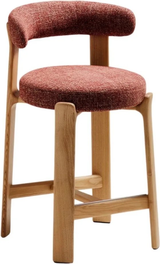 Barová židle z jasanového dřeva v terakotové barvě/ve světle přírodní barvě (výška sedáku 65 cm) Granite – Kave Home