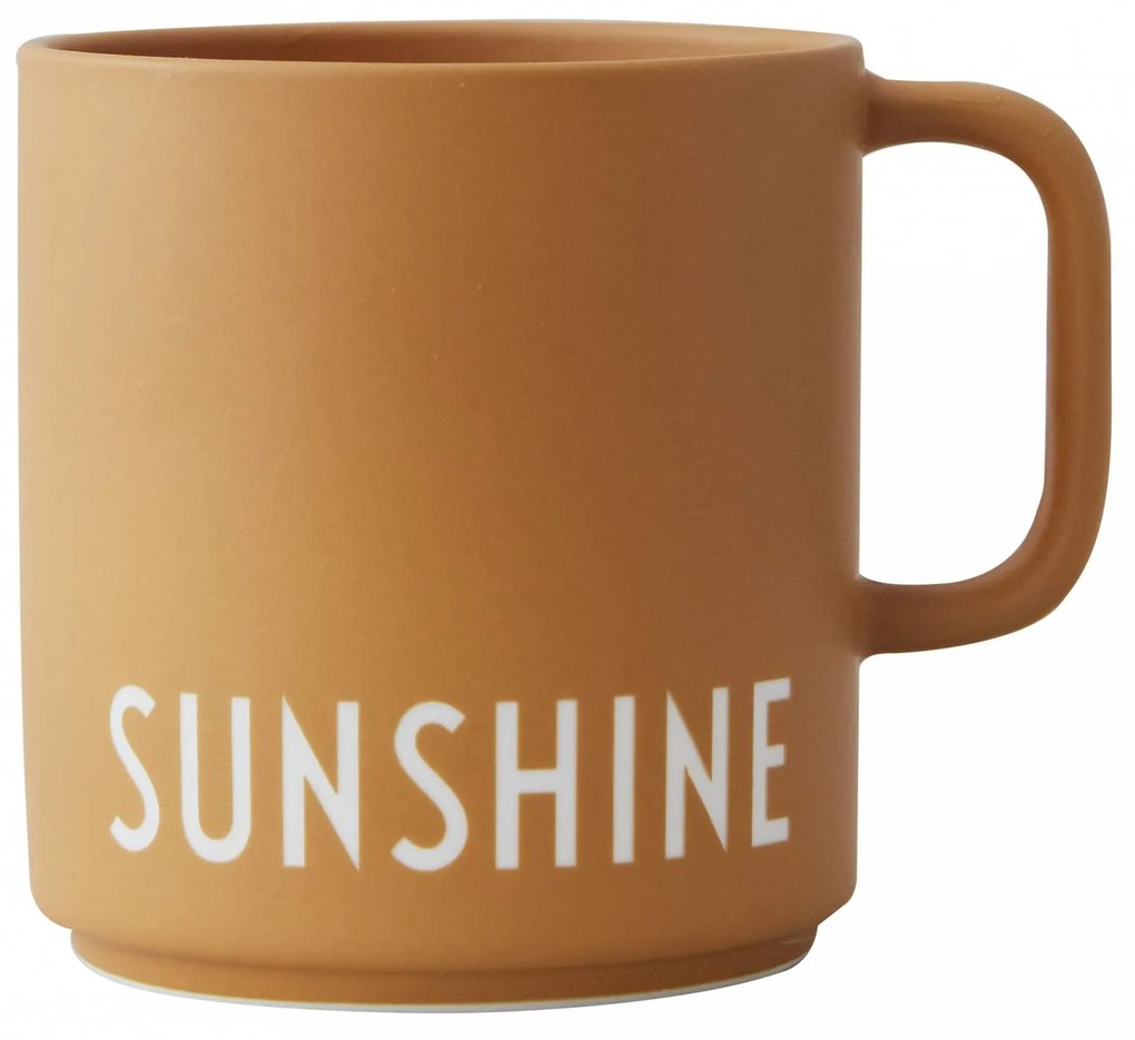 DESIGN LETTERS Porcelánový hrnek s ouškem Sunshine 300ml, žlutá barva, hnědá barva, porcelán