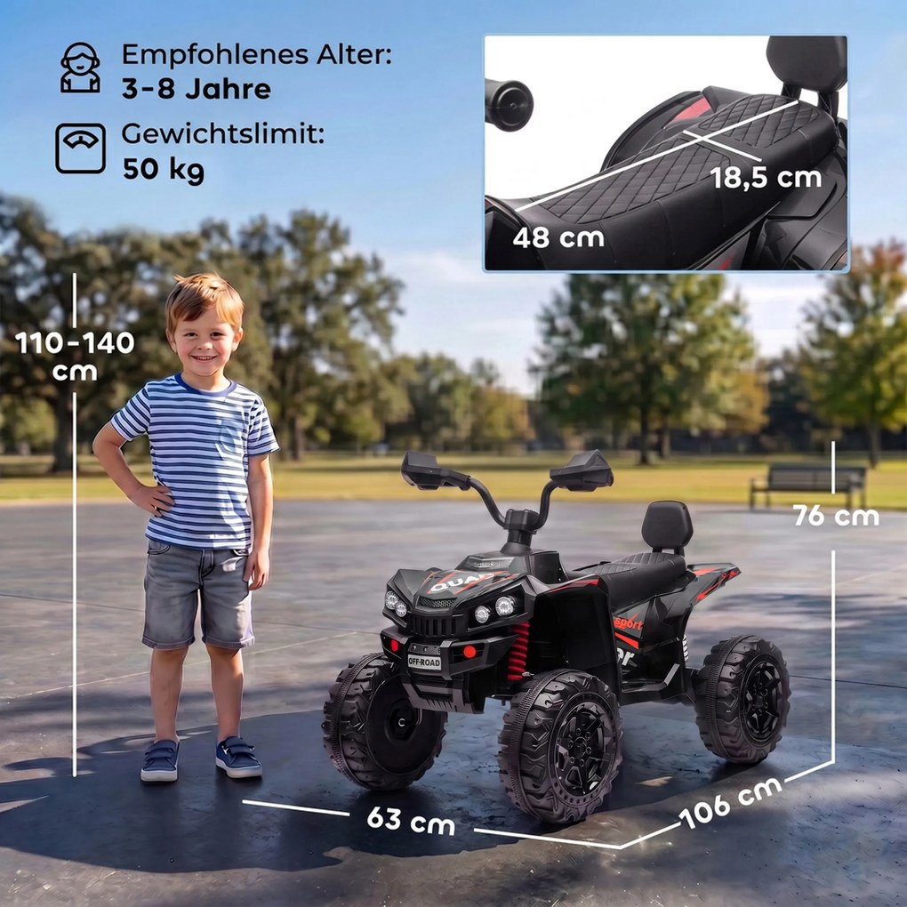 AIYAPLAY Dětská elektrická čtyřkolka pro dva, černá