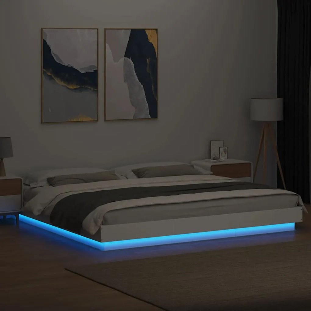 Rám postele s LED osvětlením bílý 180 x 200 cm kompozitní dřevo 3281077