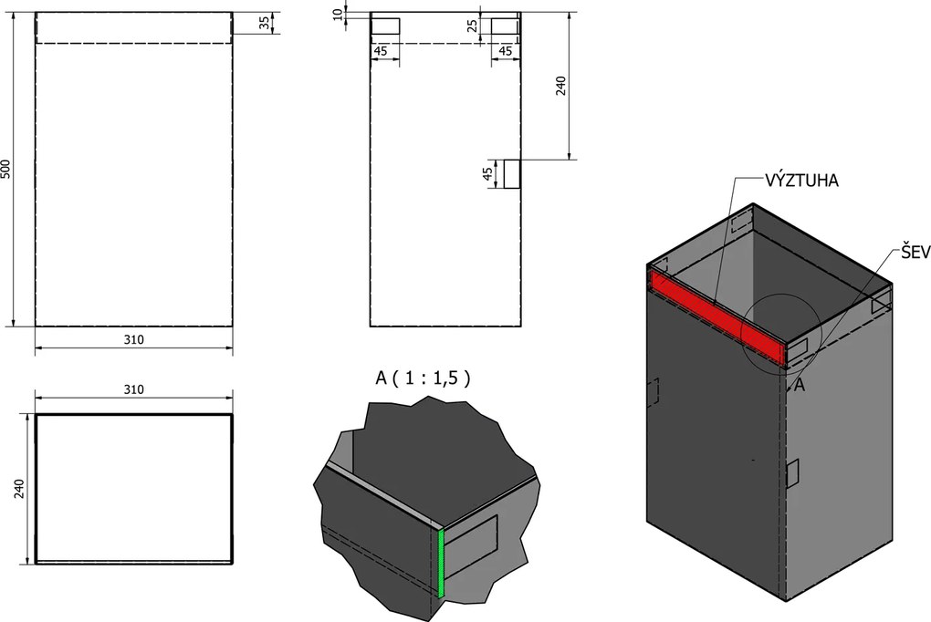 Sapho látkový koš na prádlo 31 x50 x 23 cm suchý zip černá UPK350B