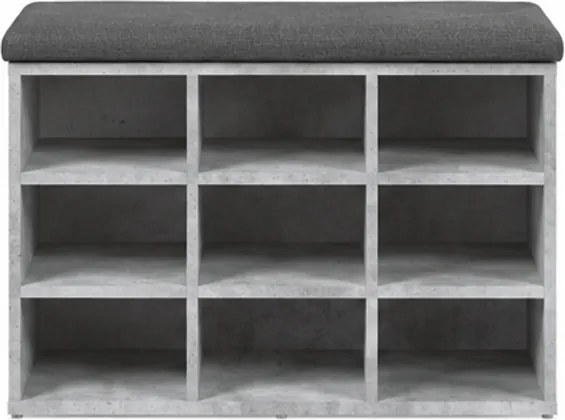 skříňka na boty, botník s polstrováním, lavice, sedací, police, dřevo/látka, 52x84x32 cm, beton šedá/šedá, Dekorino BS20260022