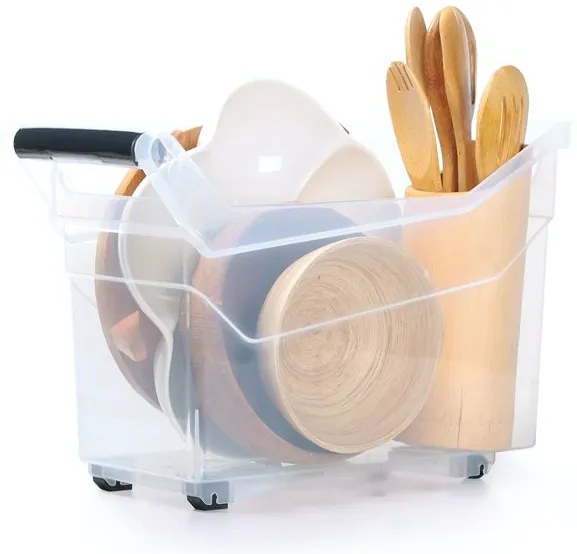 Prosperplast Úložný box, úzký s madlem, systémový NUK 38 x 18 x 26 (vysoký), 14l