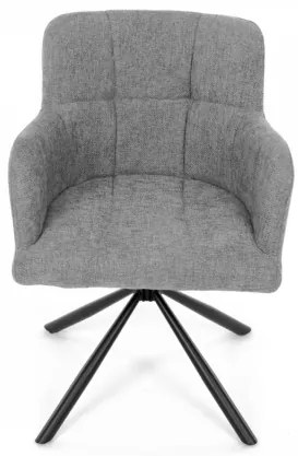 Židle jídelní šedá látka černé kovové nohy otočná 90° DCH-T1122 GREY2