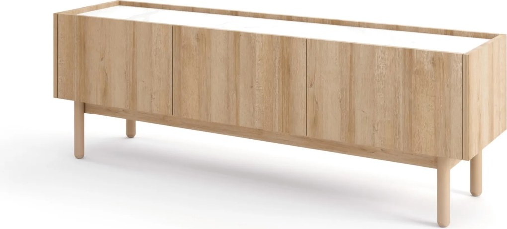 PSK Televizní skříňka BORA, Riviera/Marmur Bianco 144 cm