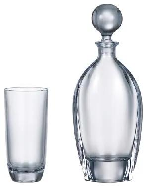 Skleněná láhev a sada sklenic, Crystalite Bohemia, ORBIT 660 ml (6+1)